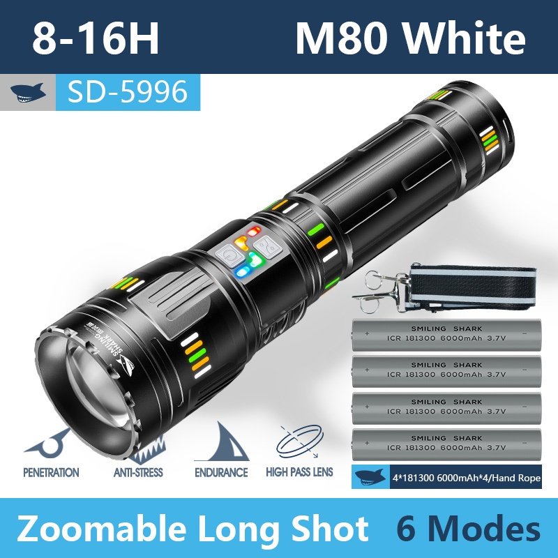 Smiling Shark SD5996 Powerful Flashlight 15000 Lumens Led M80 Strong ...