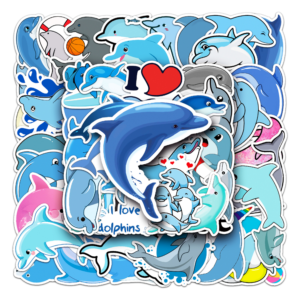 50 Piece Funny Dolphin Stickers Waterproof DIY For Phones Laptop Car ...