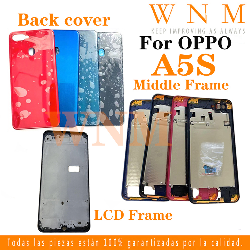 For Oppo A5S LCD Front Frame Bezel Back Battery Cover + Middle Frame ...