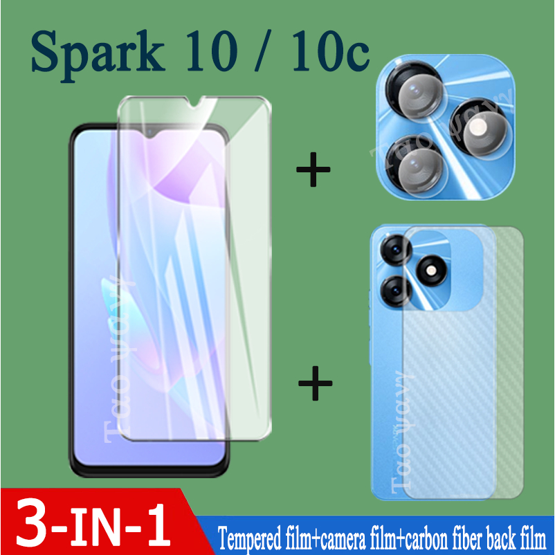 3in1 Spark 10 4G Tempered Glass Spark 10C Hot 30i Spark 10Pro Spark Go 2023 6Go Spark 7/7T Smart ...