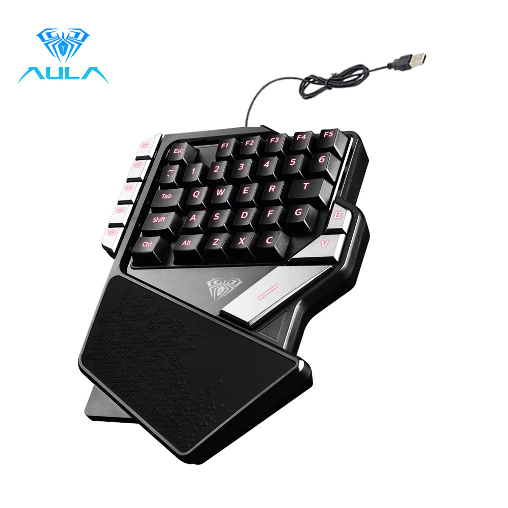 AULA K2 Gaming Keyboard One Hand Colorful Backlight 27 Keys Anti ...