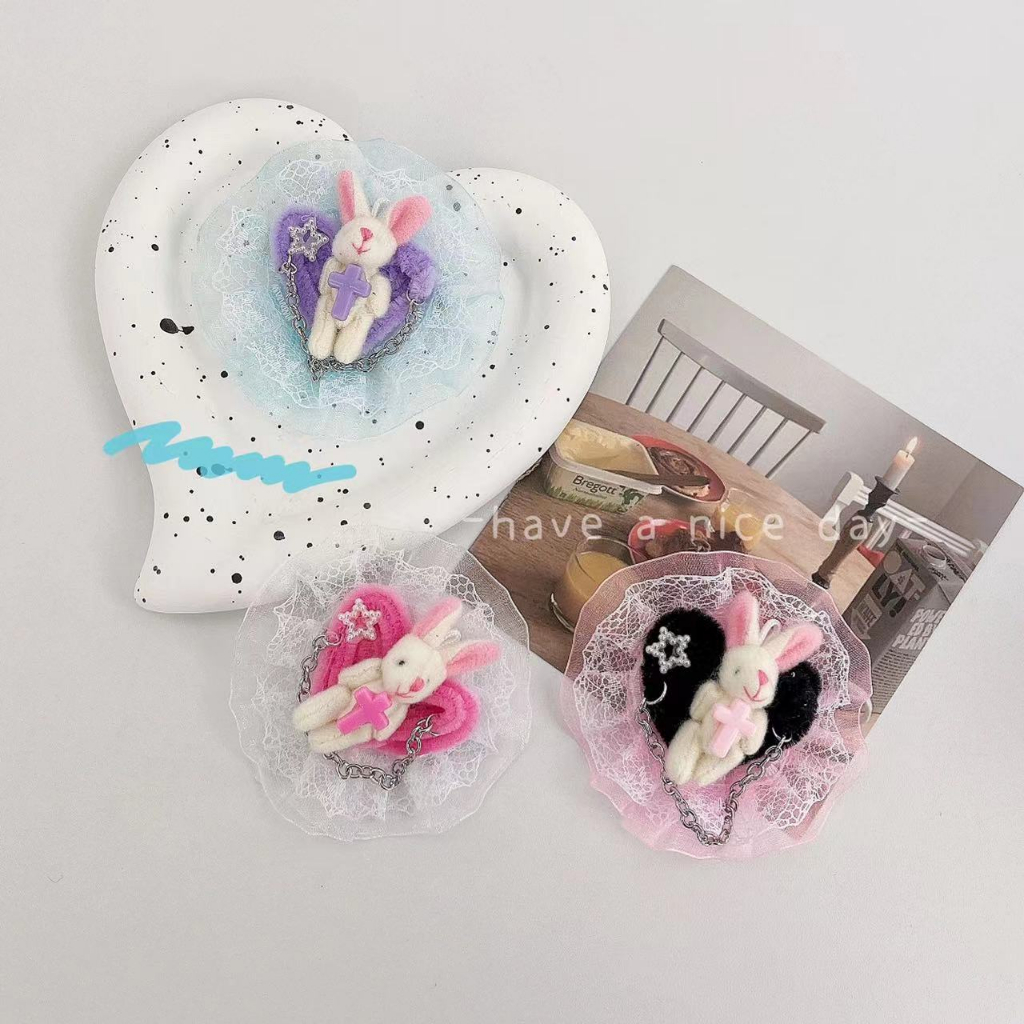 New Style Hot Girl Rabbit Plush y2k Hair Clip Side Back Head Exquisite ...