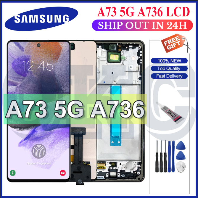 Original AMOLED LCD Display For Samsung Galaxy A73 5G A736 A736B LCD with Frame Display Touch ...