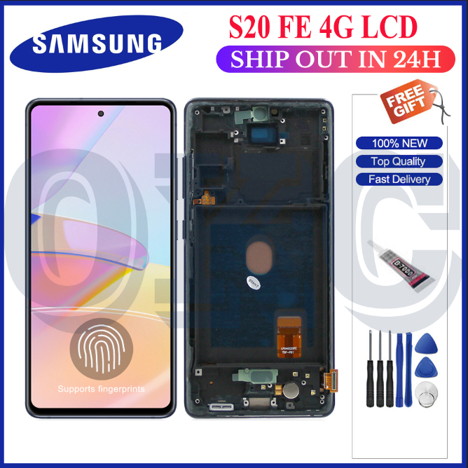 AMOLED LCD Display For Samsung Galaxy S20 FE 4G 5G LCD with Frame Display Touch Screen Digitizer ...