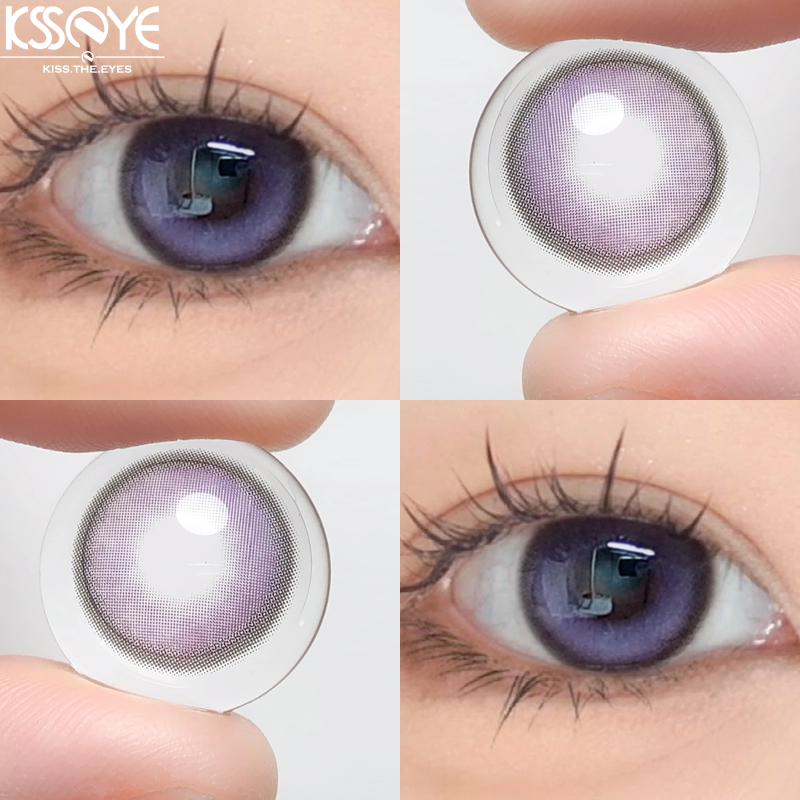 (Grade Lens) 1 Pair color contact lenses, purple myopia contact lenses ...