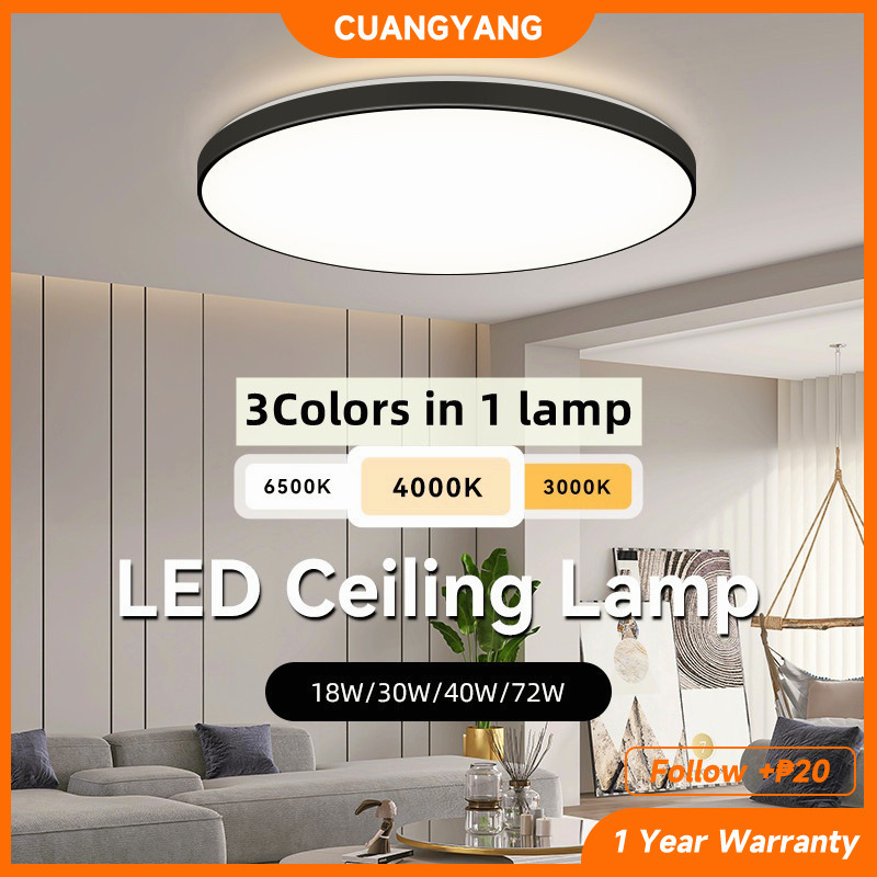 CHUANGYANG Led Ceiling Light Round Panel Lamp Tri Color For Bathroom ...