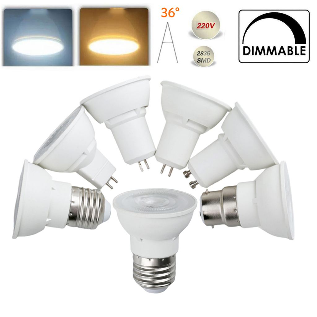 7W Dimmable LED Spotlight Bulbs GU10 MR16 220V 36 Degree E27 B22 GU5.3 ...