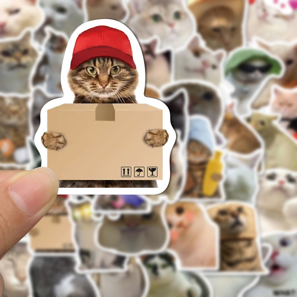 in stock 】 50 funny cat stickers exquisite and creative cat ledger ...