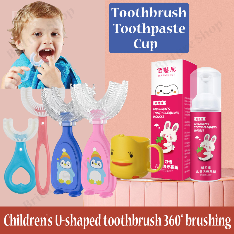 【READY STOCK】 Baby Toothbrush U-Shape Toothbrush Mousse Foam Toothpaste ...