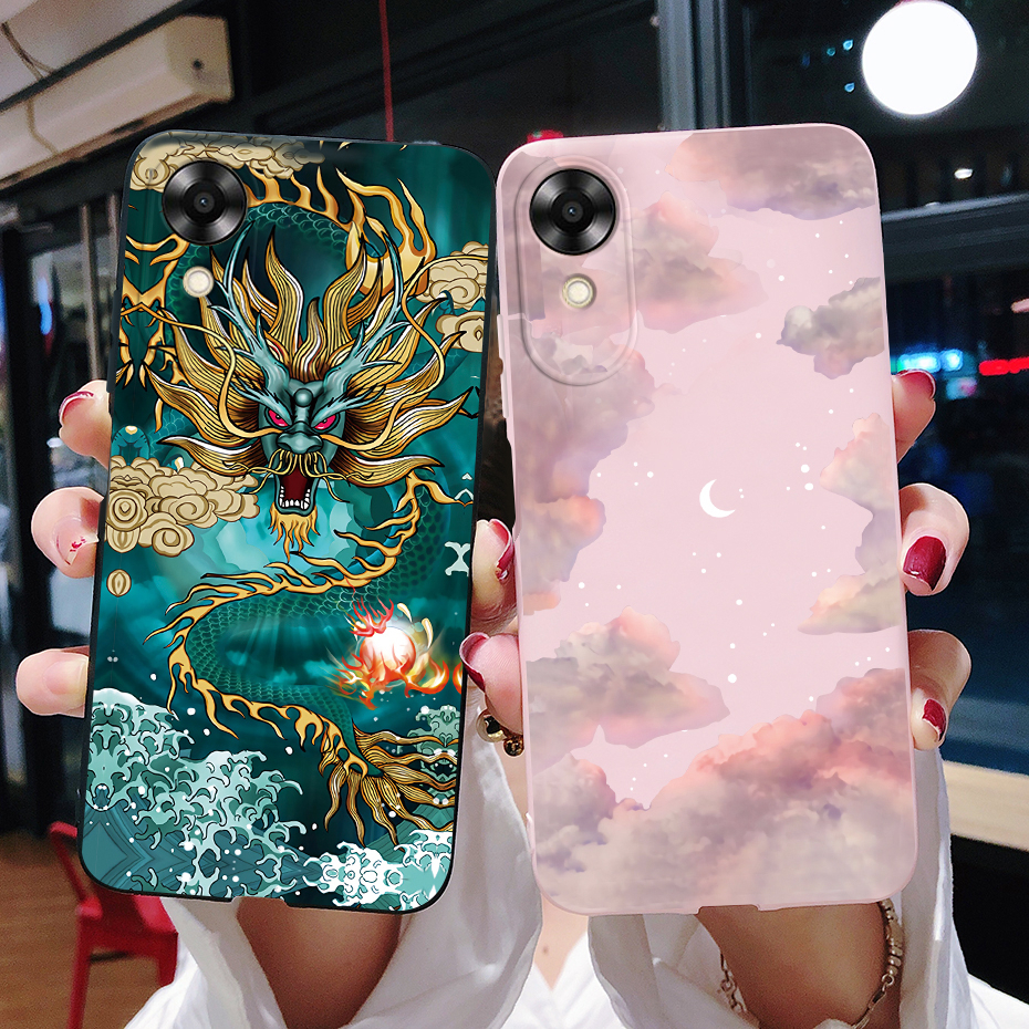 Oppo A17k 2022 Black Dragon Pattern Jelly Phone Casing OppoA17K A 17K ...