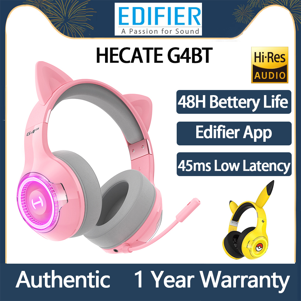 Original Edifier HECATE G4BT Cat Ear Pink Wireless Headphones RGB ...