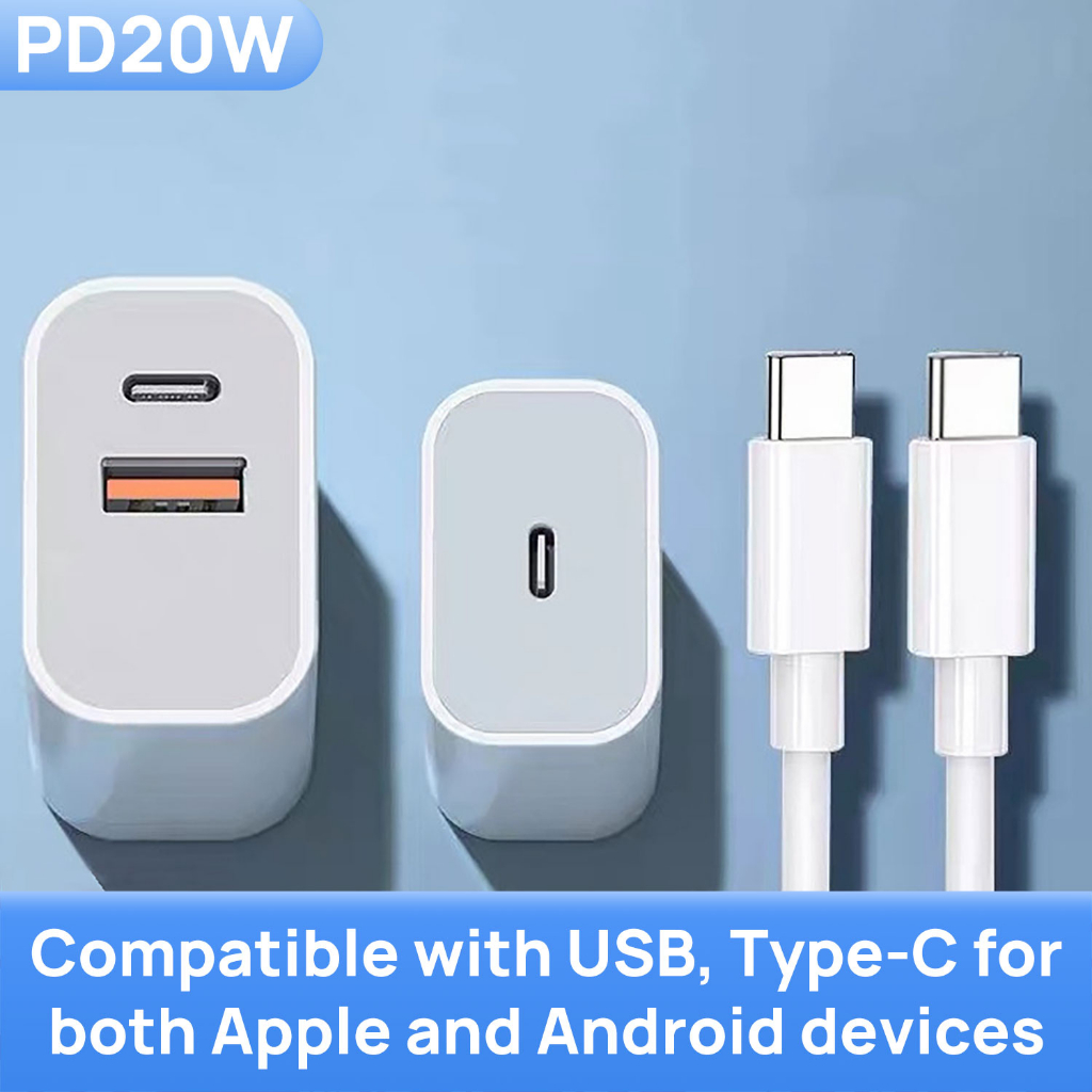 Ready Stock 20W USB-C Power Adapter With USB PD Cable Cord US Plug ...