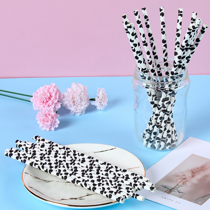 25pcs Farm Cow Theme Disposable Straws For Birthday Baby Shower ...
