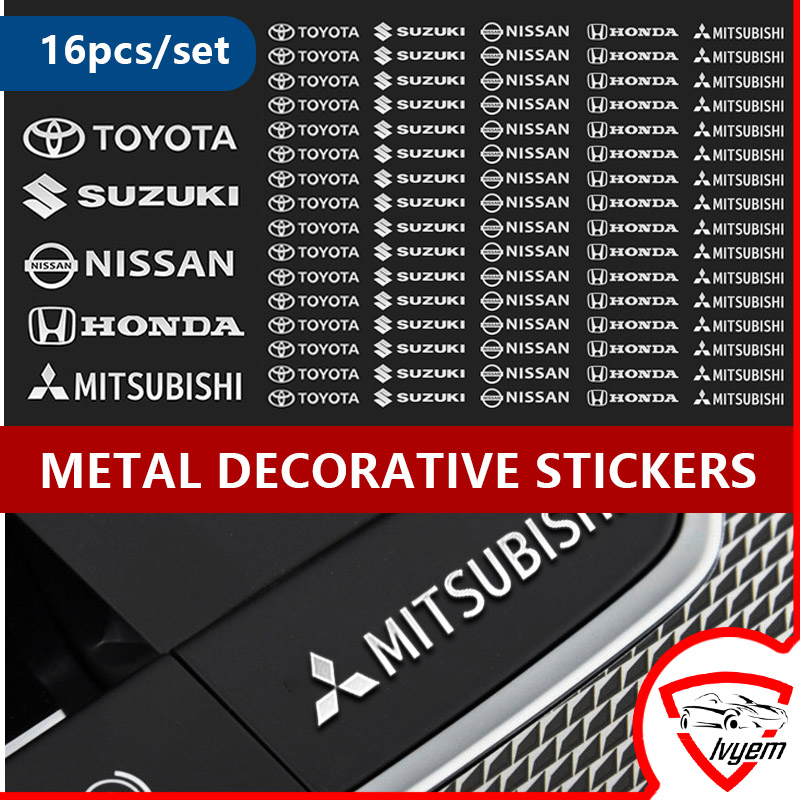 16pcs/3D Car Logo Metal Sticker Car Interior Steering Wheel Central ...