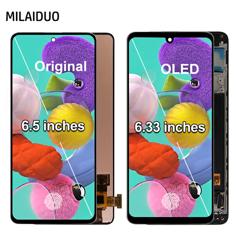 AMOLED For Samsung Galaxy A51 LCD A515 A515F A515F/DS A515FD LCD Display Touch Screen with Frame ...