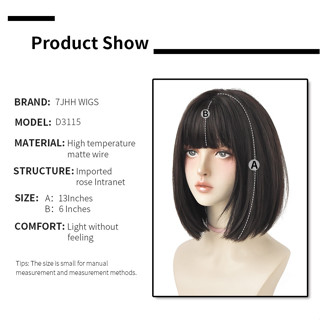 Wig female short hair Korean BOBO head cute cartoon bangs round face ...