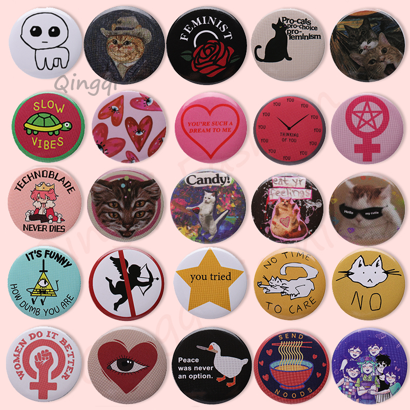 Colorful I Love My Dog Cat Tinplate Pin Funny Slow Vibe Turtle Puppy ...