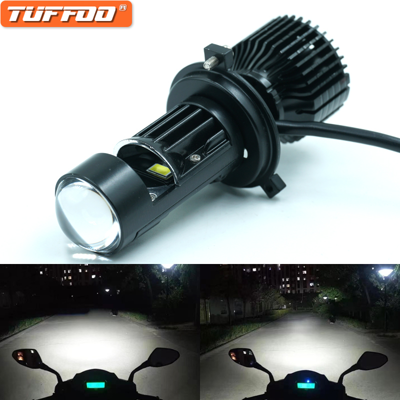 TUFFOO Upgraded H4 HS1 LED Headlight Bulbs With Mini Projector Lens Hi ...