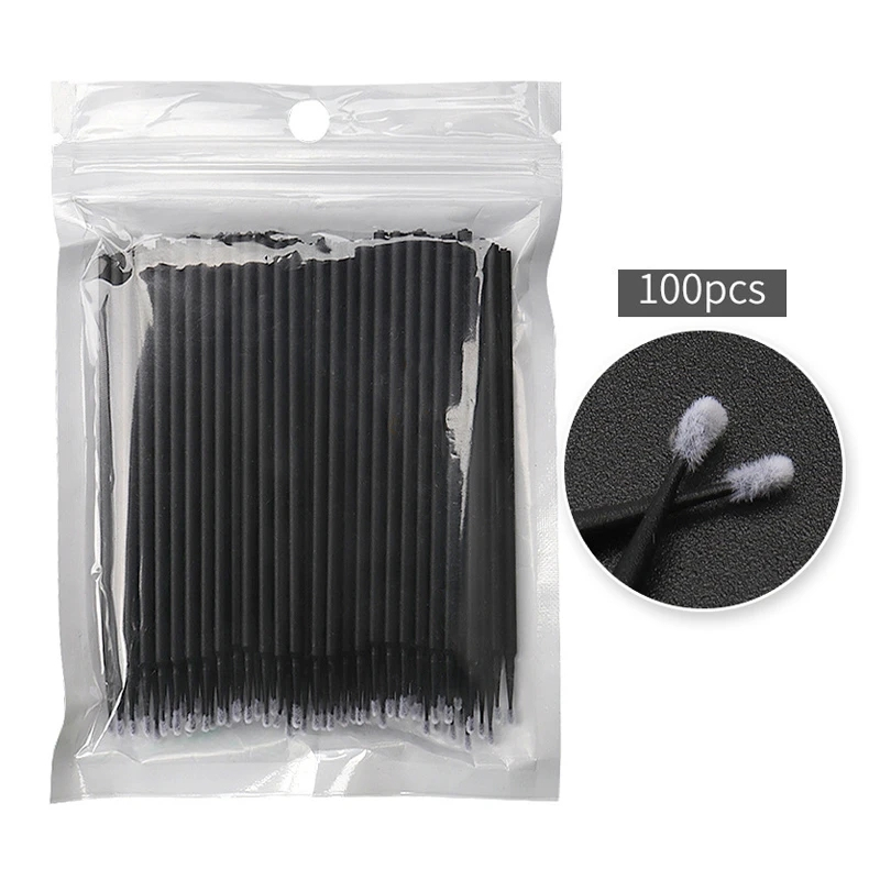 100pcs Micro Brushes Cotton Swab Eyelash Extension Disposable Eye Lash ...