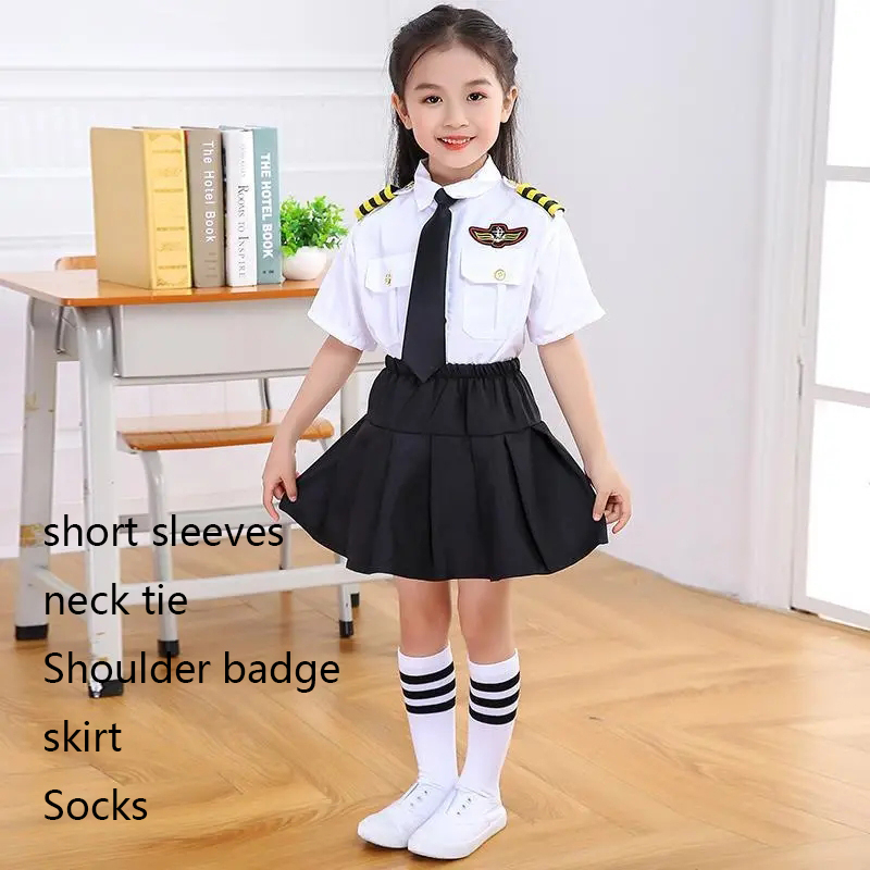 Captain Flight Attendant Suit for kids boy Aviator Pilot Uniform ...