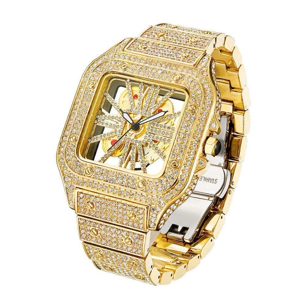 MISS FOX New Fashion Square Men's Watch Small Design Hollow out Hip Hop ...