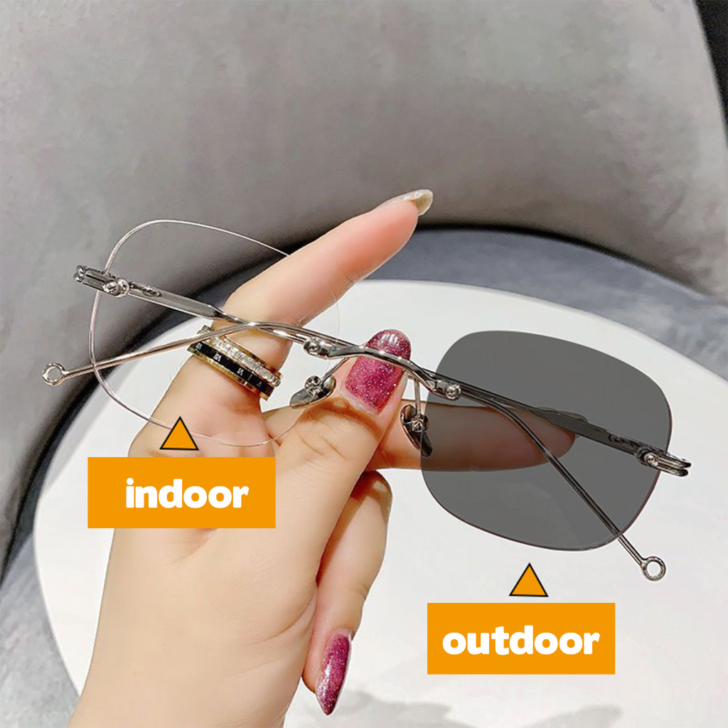 Photochromic Anti Radiation Frameless Glasses For Women Men Rimless ...