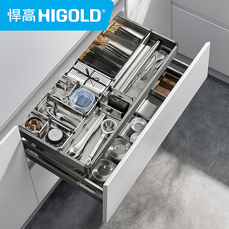 HIGOLD Spoon and Fork Organizer Rack Kitchen Tool Pull Out Cabinet ...