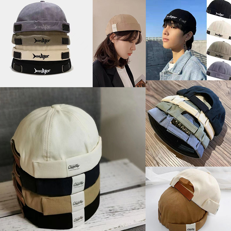 vintage Beanies hat bonnet hat for men Shark letter embroidery melon ...