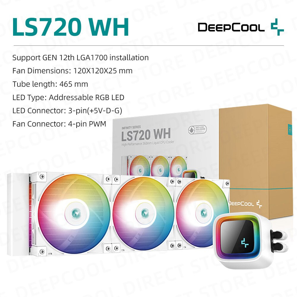 Deepcool LS720 LS520 CPU Aio Liquid Cooler 240mm/360mm ARGB White ...