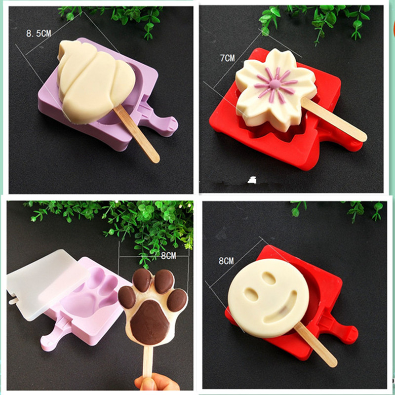 Ice Cream Mold Silicone Foot Paw Popsicle Cherry Blossom Torch Shape ...