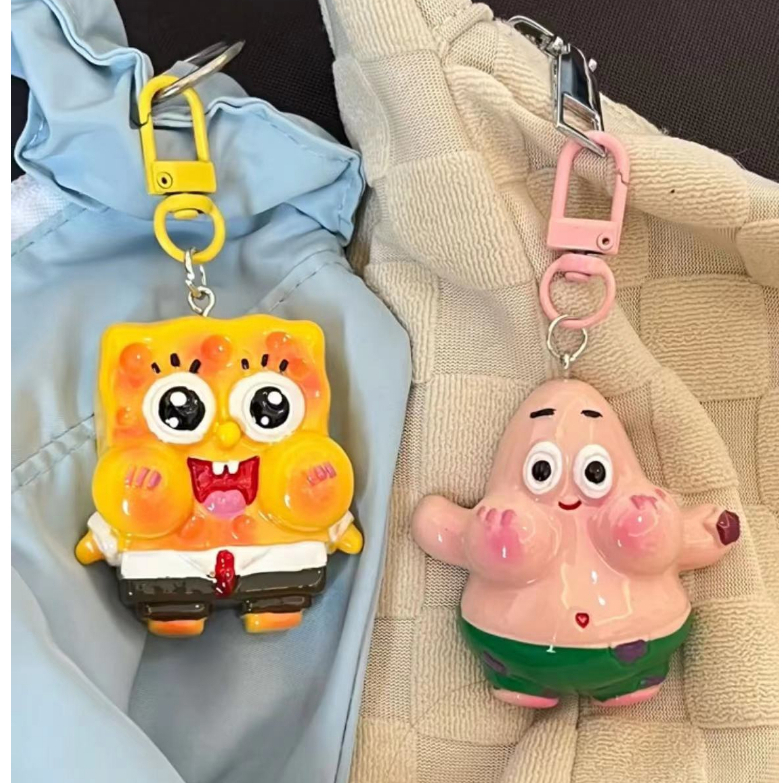 Resin Plastic Key Chain Cute Cartoon Keychain Pendant Sponge Baby ...
