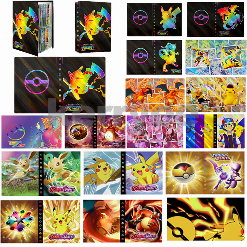 240 Cards POKEMON Album Book 3D Laser Design Collection Holder Pocket ...