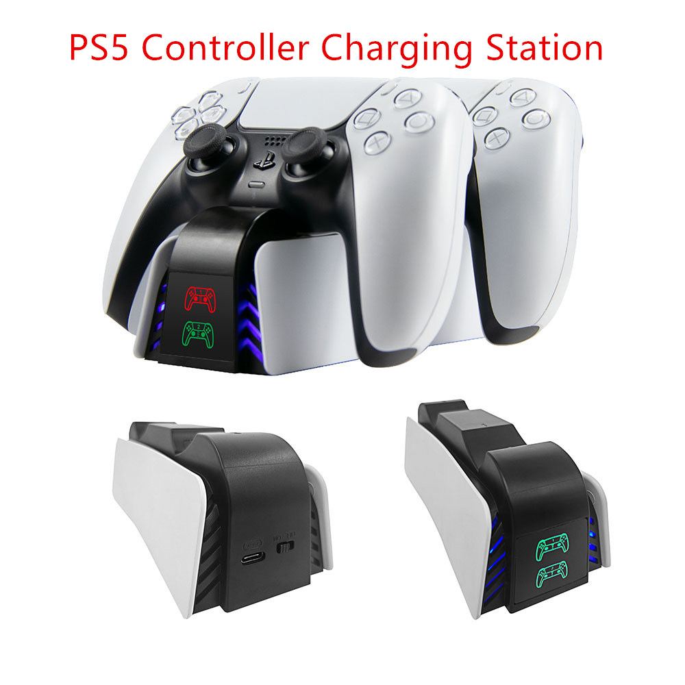 Dual Fast LED Charger for PS5 Wireless Controller USB Type-C Charging ...