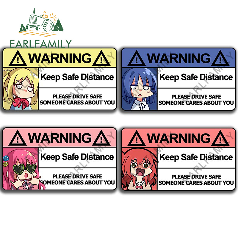 EARLFAMILY 13cm Keep Safe Distance Warning Car Sticker Bocchi The Rock ...