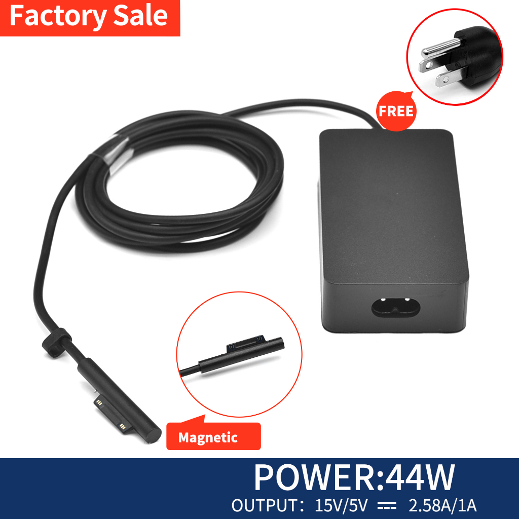 Laptop Charger for Microsoft Surface 44W 15V 2.58A AC Power Adapter for ...