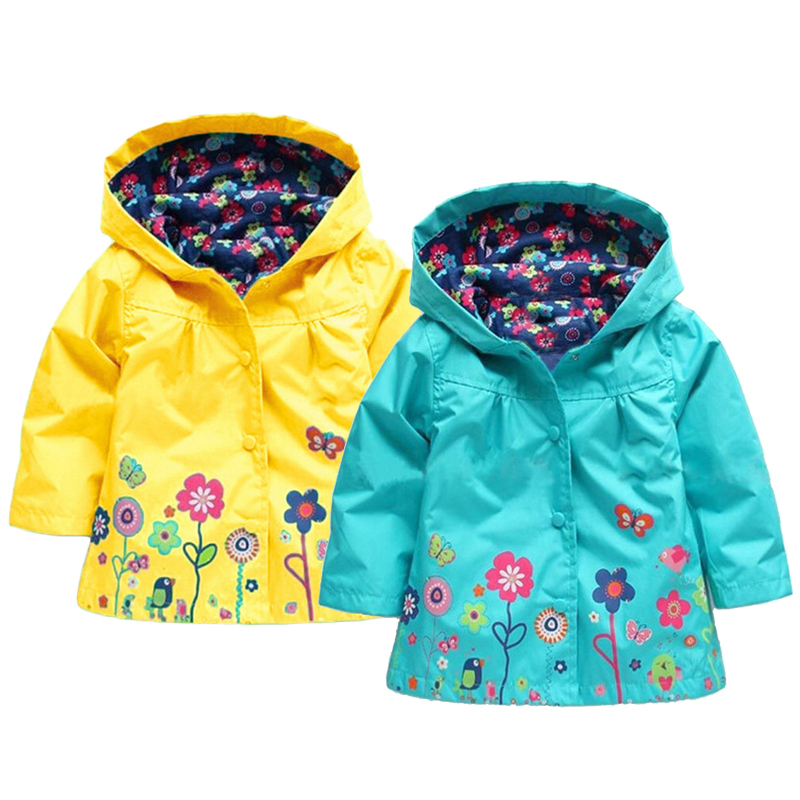 Girls Raincoat Flowers Spring Autumn Waterproof Girls Jacket Kids ...