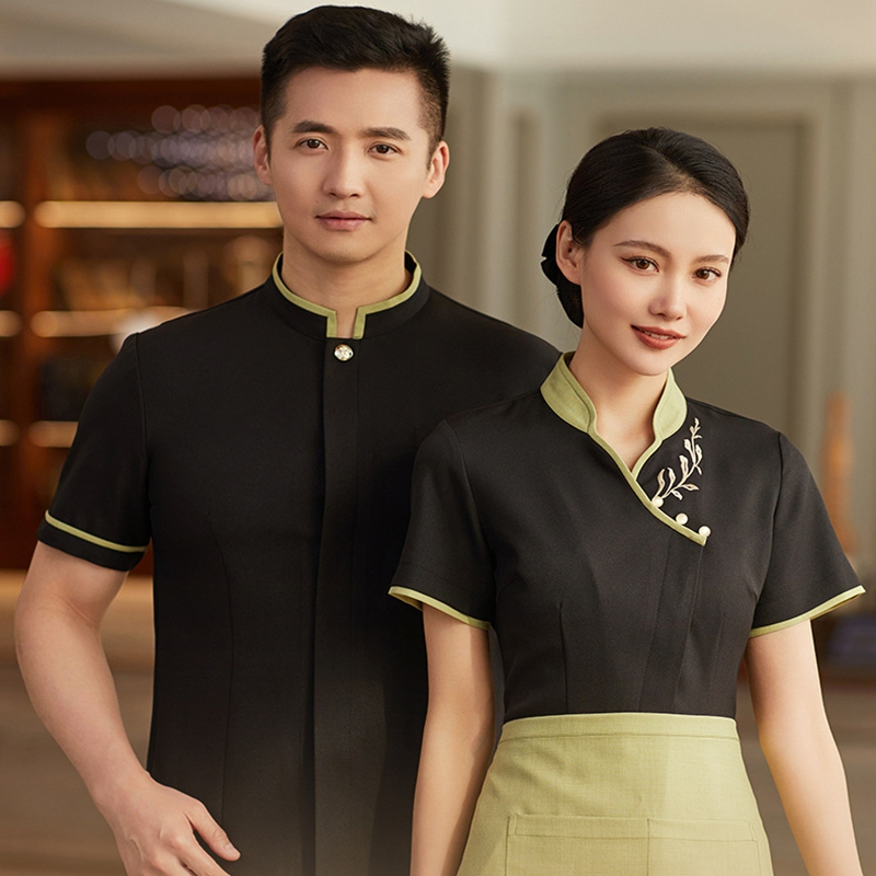 Ready Stock Hotel waiter work clothes short-sleeved housekeeping ...