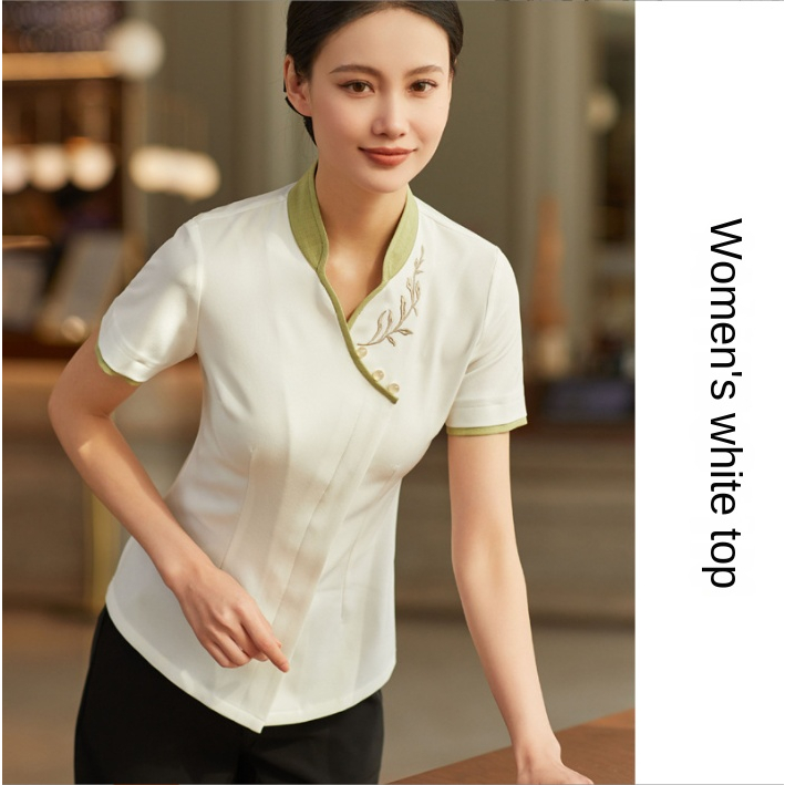 Ready Stock Hotel waiter work clothes short-sleeved housekeeping ...