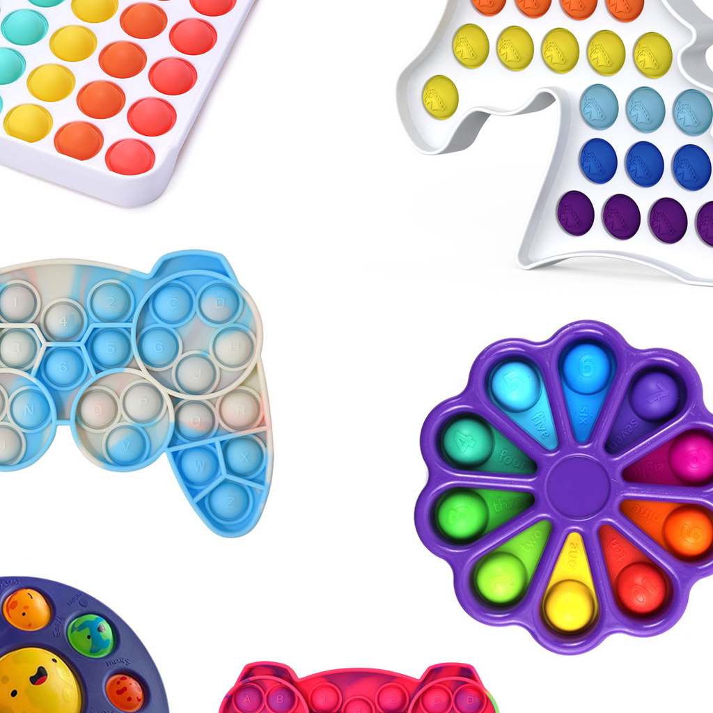 Pop It Fidget Toys Silicone Simple Dimple Pop It Board Bubble Sensory ...