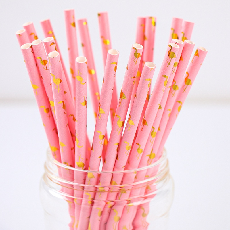 25PCS Hawaii Theme Disposable Paper Straw Flamingo Straw Wedding ...