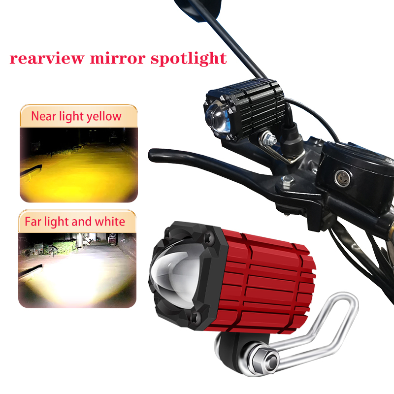 Motorcycle LED Headlight Spot Light Rearview Mirror Spotlight Mini ...