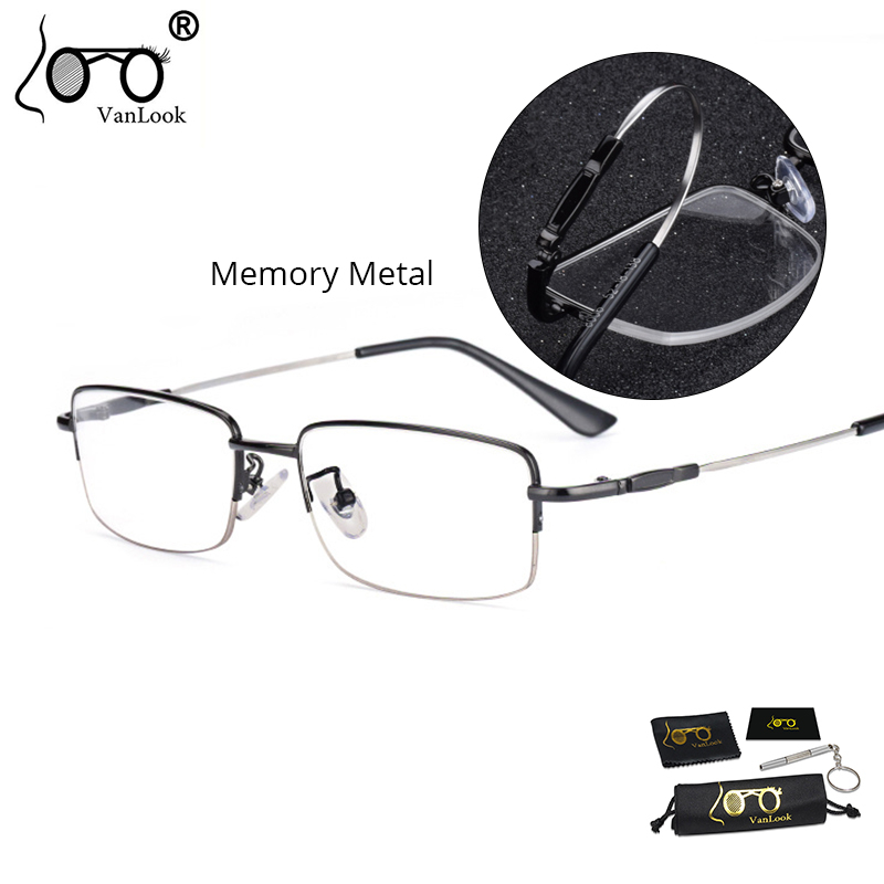 VANLOOK Memory Metal Specs Titanium Half-Frame Glasses Optical Frame ...