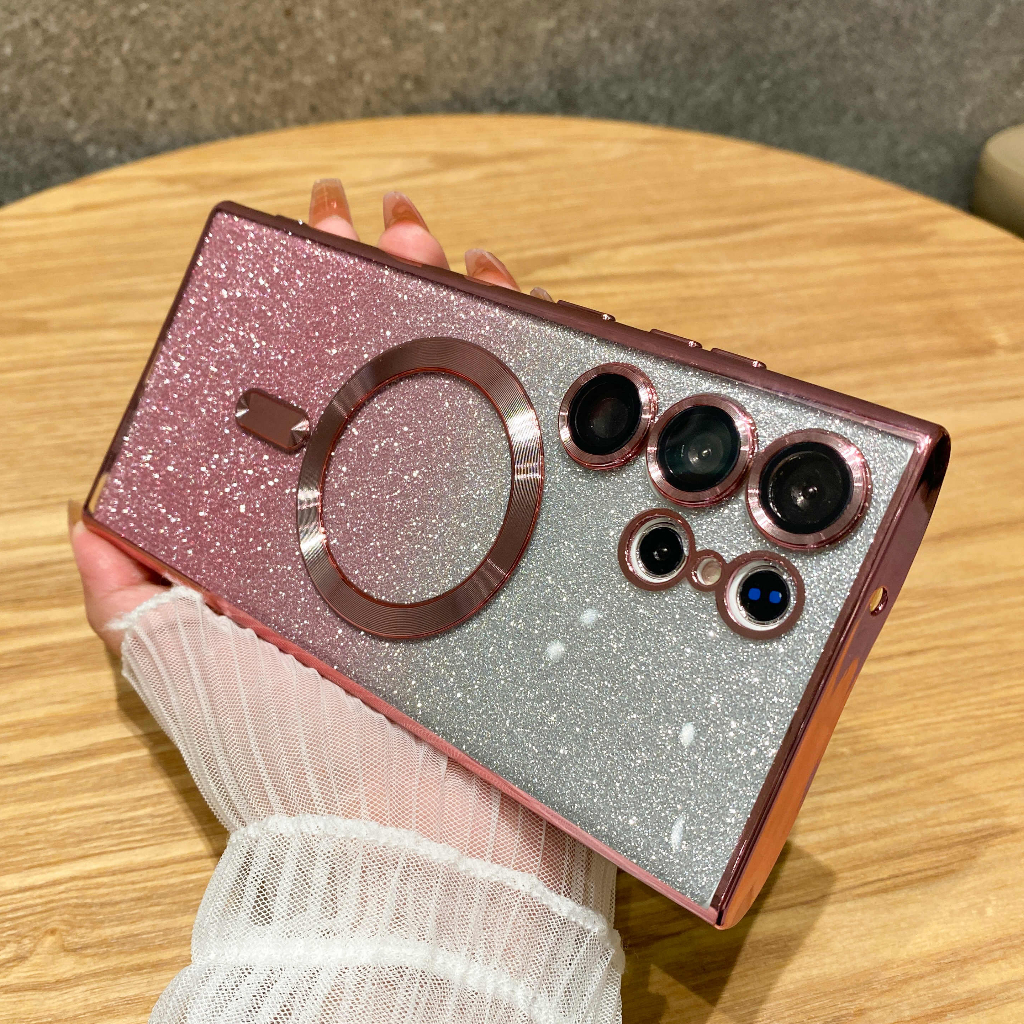 PlatingTransparent Glitter Case For Samsung galaxy S25 Ultra S23 Ultra Plus S24 Ultra S22 S21 FE ...