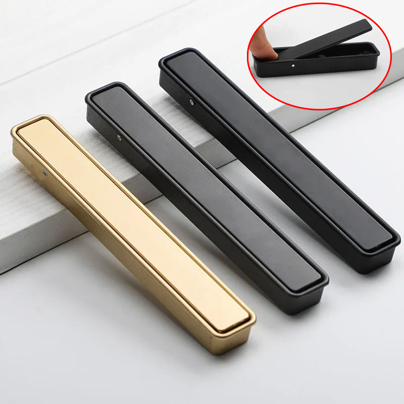 1pc Black Invisible Embedded Furniture Handle Zinc Alloy Hidden Door ...