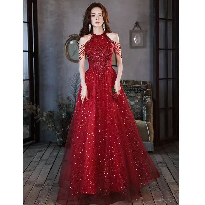 JS prom Evening Dinner Gown banquet evening dress Toast Dress Bride ...