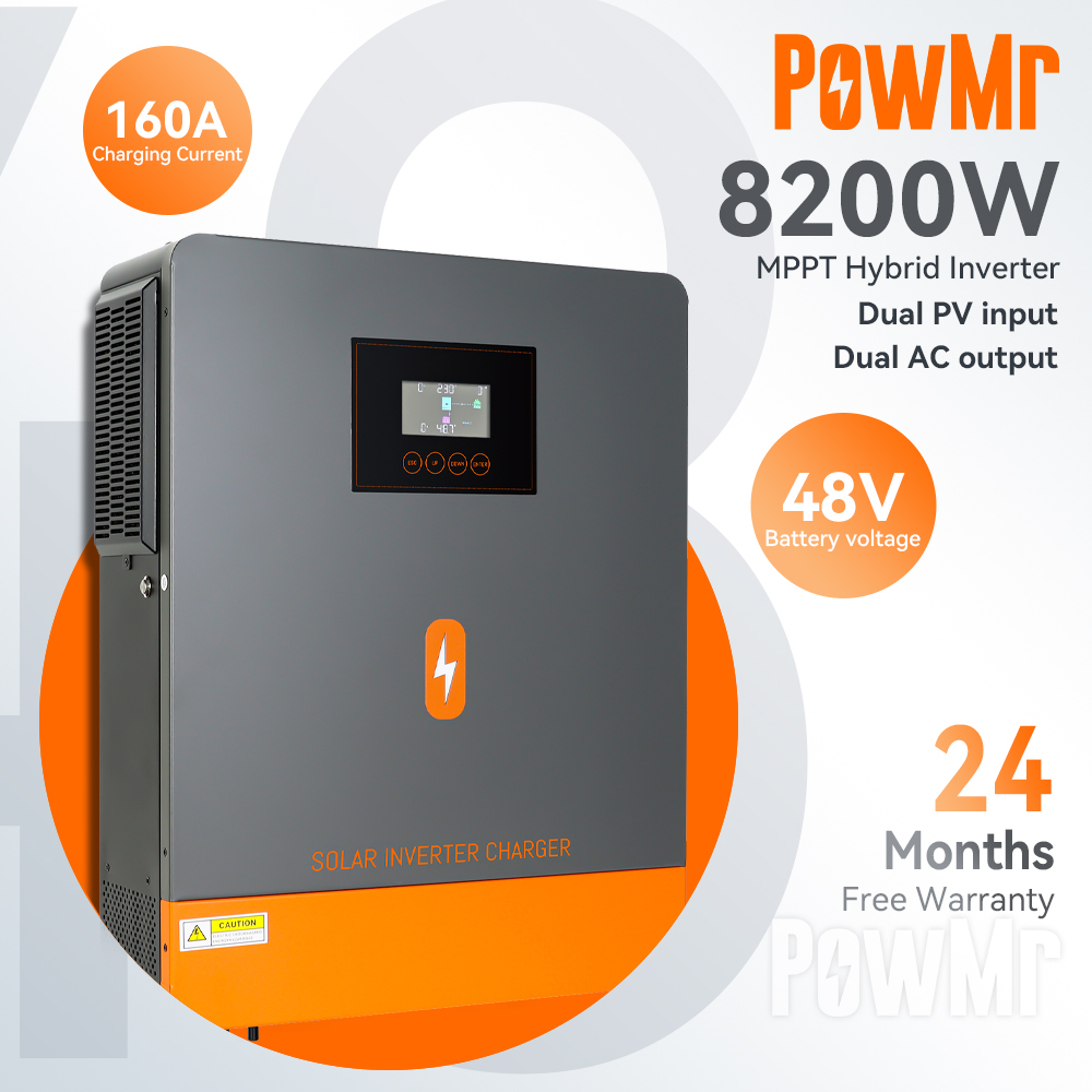 PowMr MPPT 8.2KW Pure Sine Wave Off-Grid/On-Grid Solar Hybrid Inverter ...