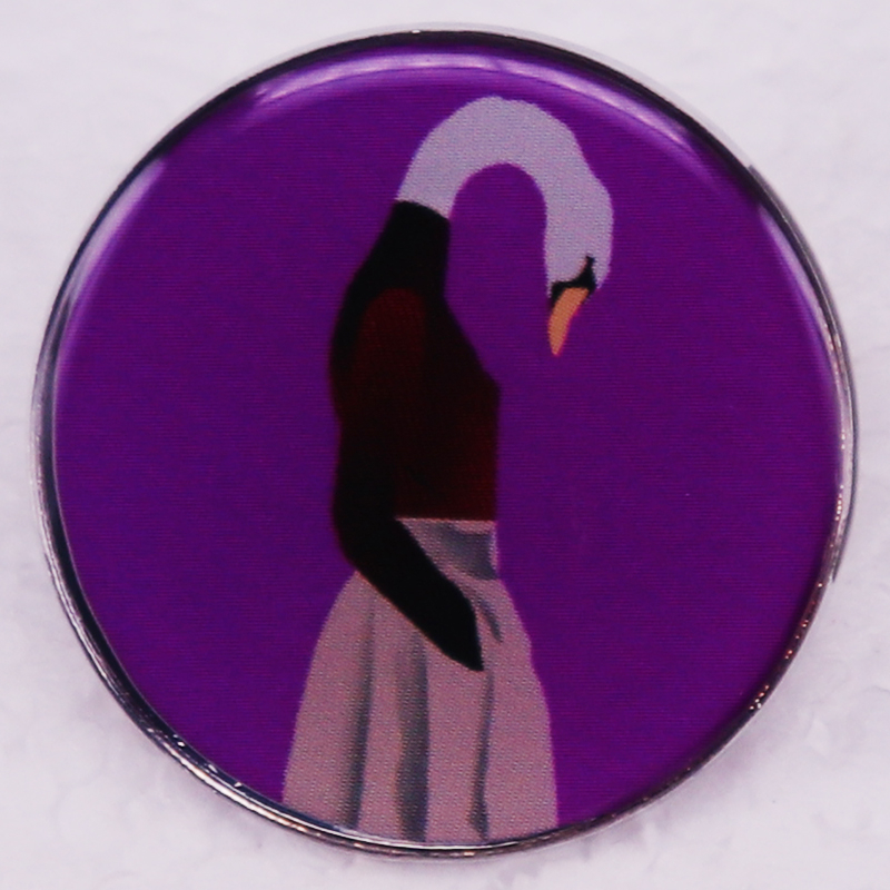 Swan Woman art enamel pin Animal human Body round buton badge | Shopee ...