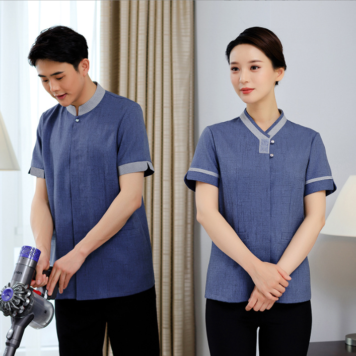 Ready Stock Hotel waiter work uniform short-sleeved cleaning property ...
