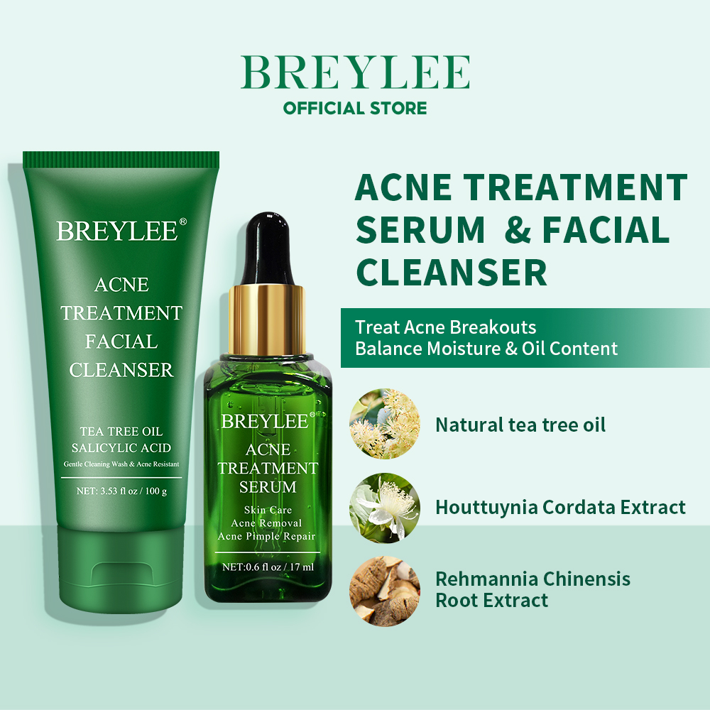 BREYLEE Acne Treatment Facial Cleanser Serum Face Cleansing Facial Essence Skin Care Repair ...