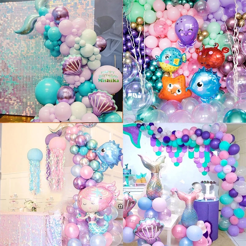 1 Set Mermaid Theme Party Decorations Mermaid Tail Seashell Balloons ...